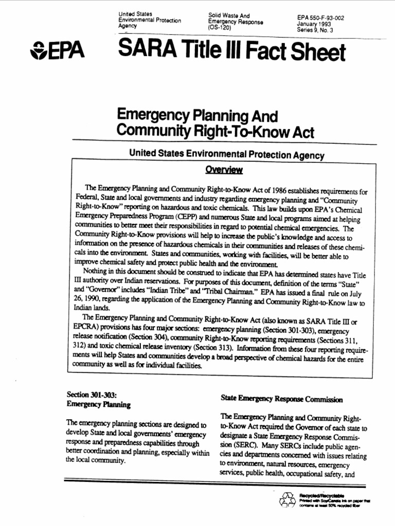 Reference Material - SARA Title 3 | PDF