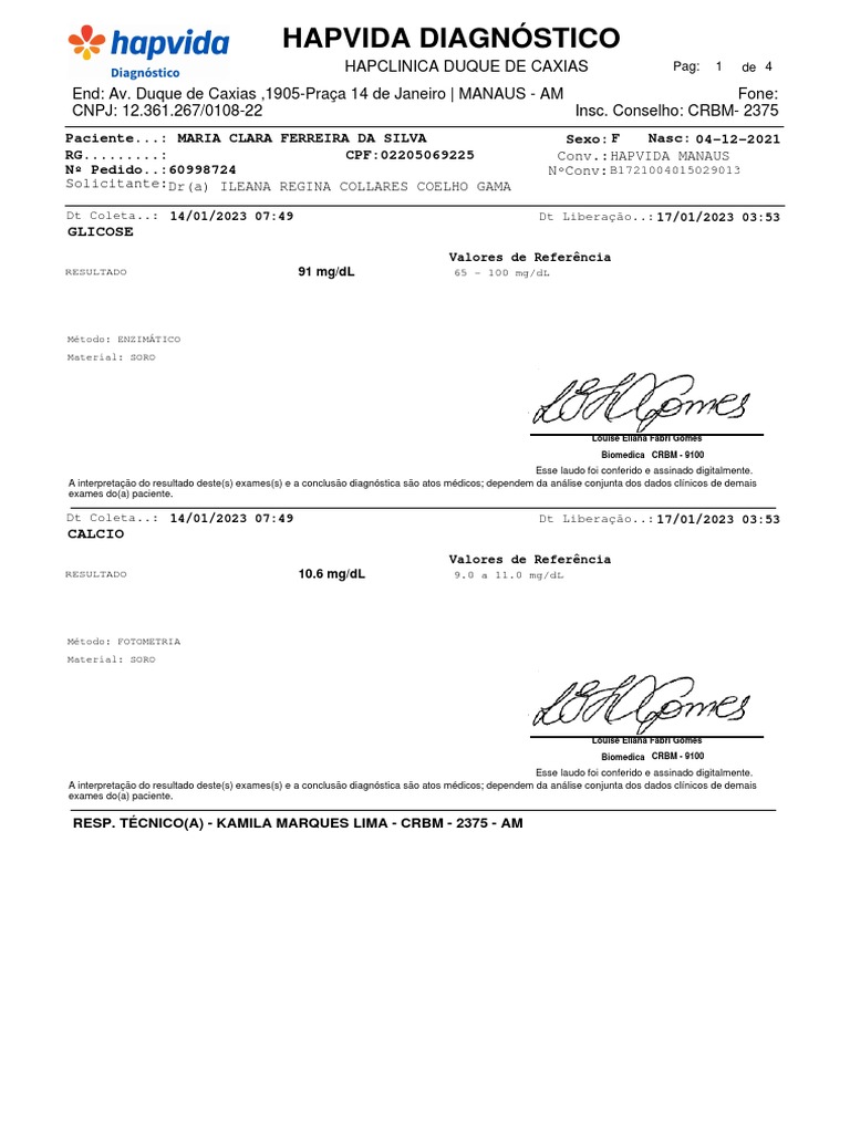 Hapvida Diagnóstico: Glicose | PDF | Ciências da Saúde | Causas de morte