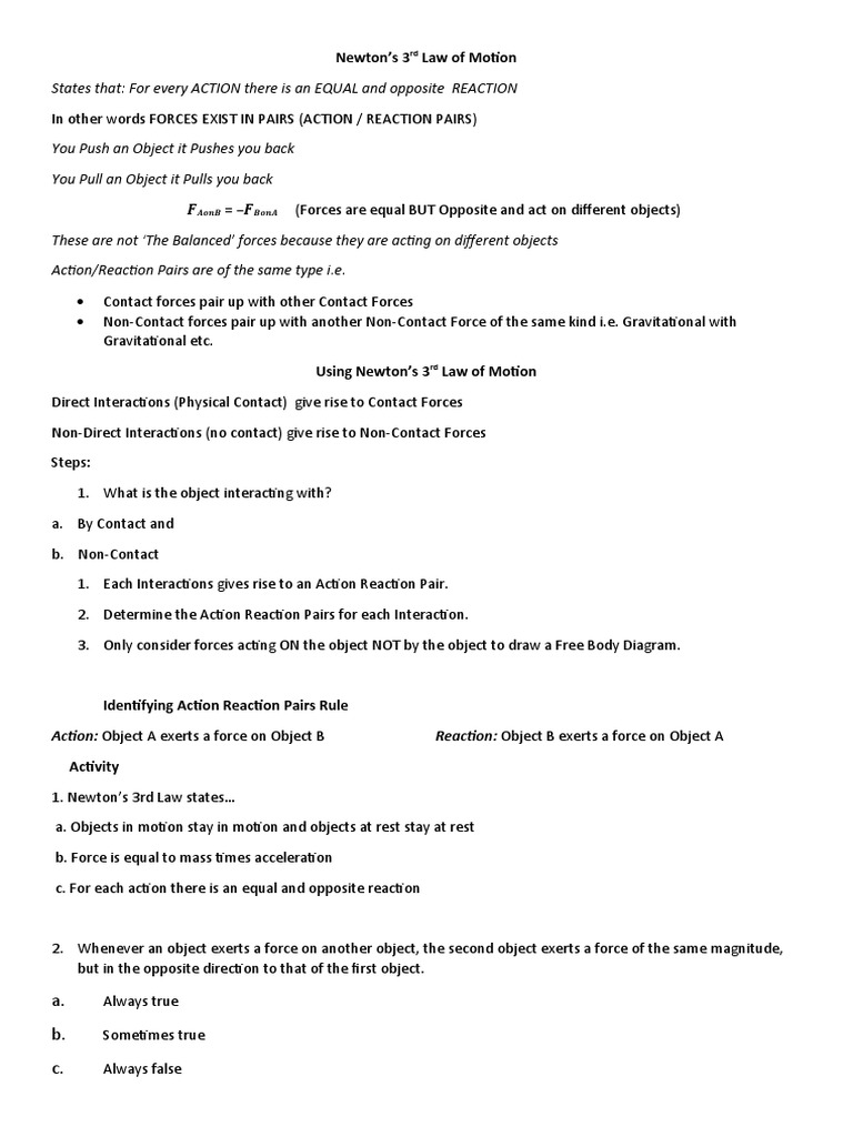 Newton Third Law of Motion | PDF | Force | Classical Mechanics