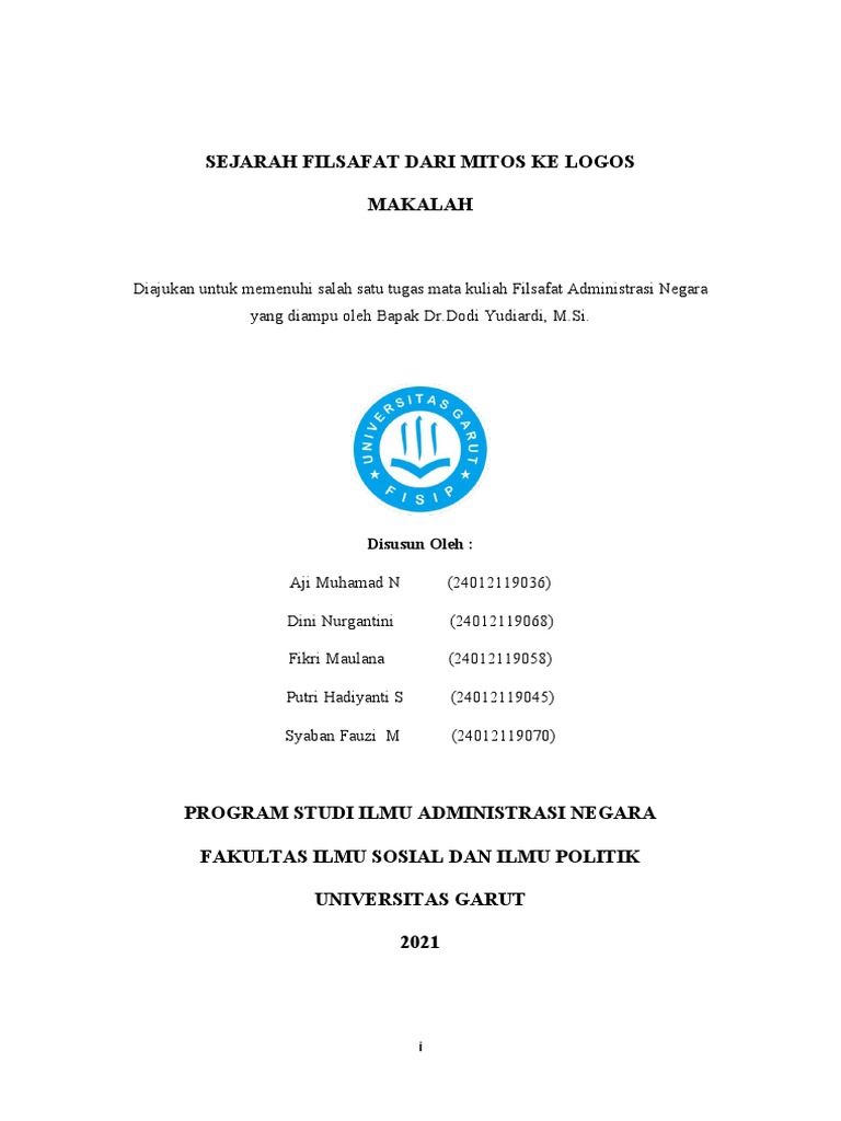 Kelompok 1 Sejarah Filsafat Mitos-Logos | PDF