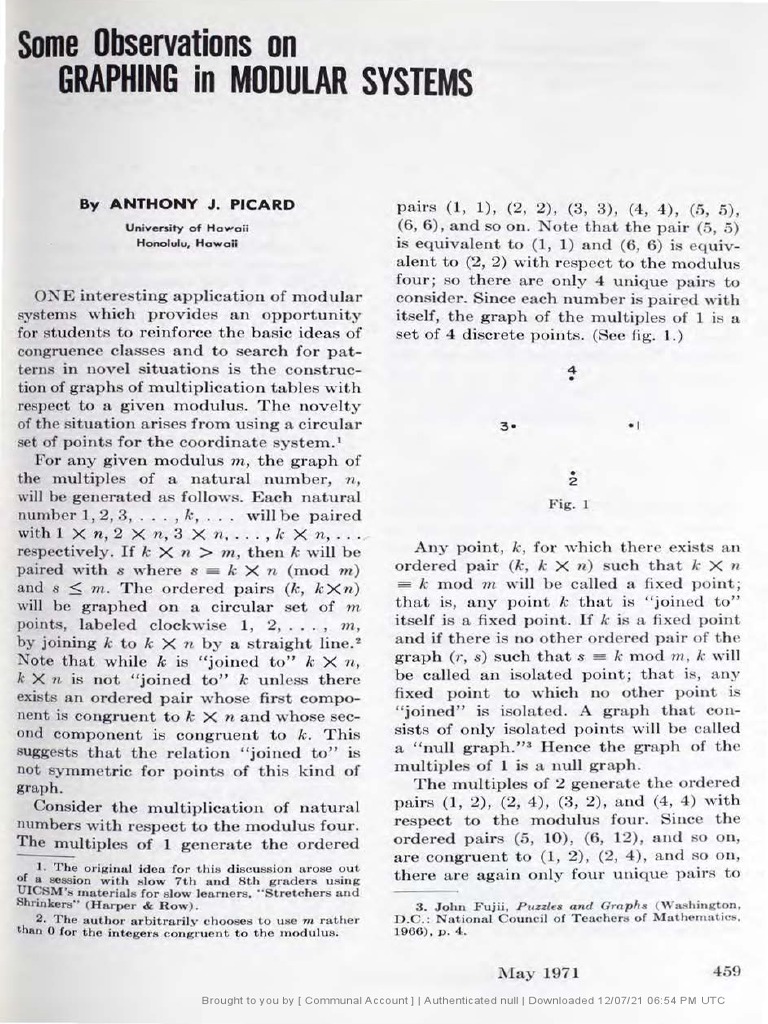 (23300582 - The Mathematics Teacher) Some Observations On Graphing in Modular Systems | PDF ...