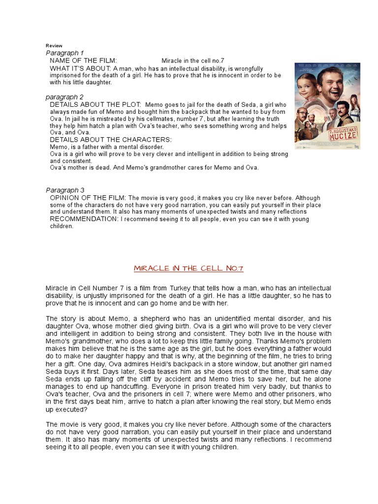 Review Movie (MIRACLE IN THE CELL NO.7) | PDF