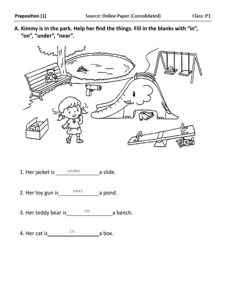 P1 English Preposition - Ans | PDF