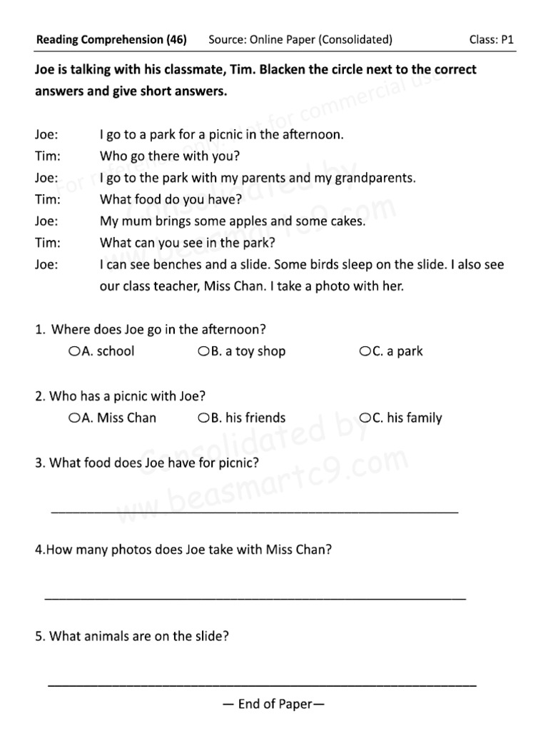 46-51 P1 English Reading Comprehension | PDF