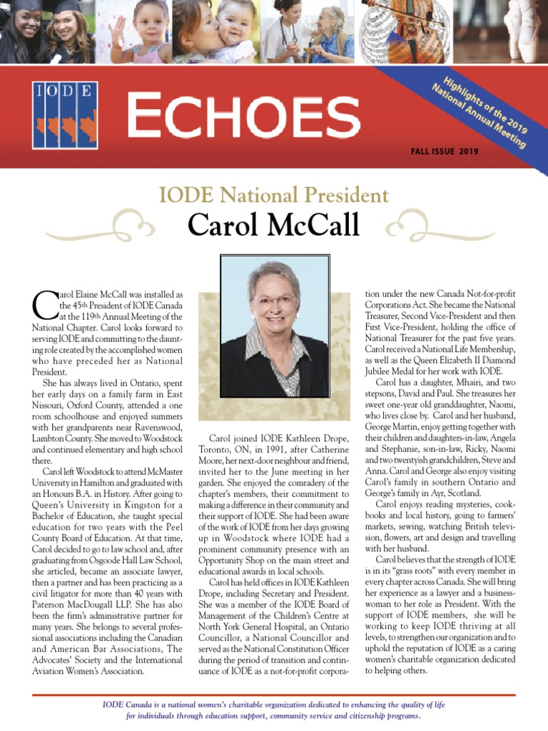 Carol Mccall: Iode National President | PDF | Child Care | Learning Disability