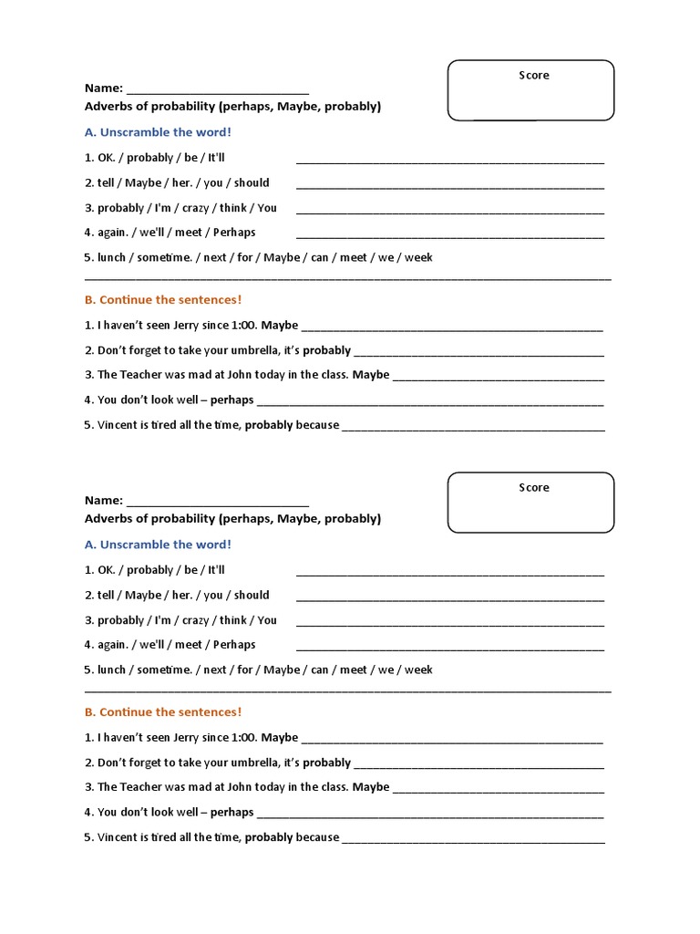 Adverb of Probability New Frontiers 3 | PDF