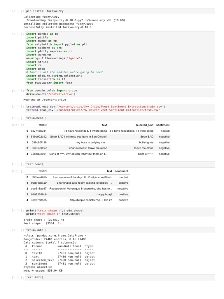 Tweet-Sentiment-Extraction - Data Preprocessing | PDF | Notation | Written Communication