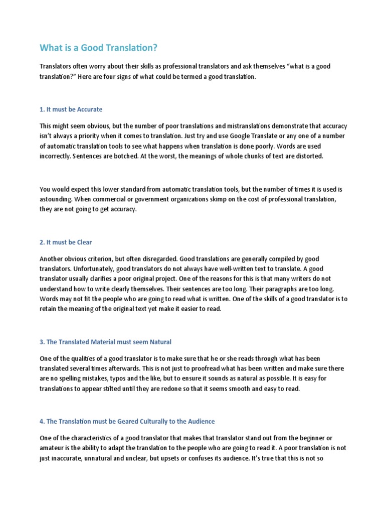 What Is A Good Translation | PDF | Translations | Proofreading