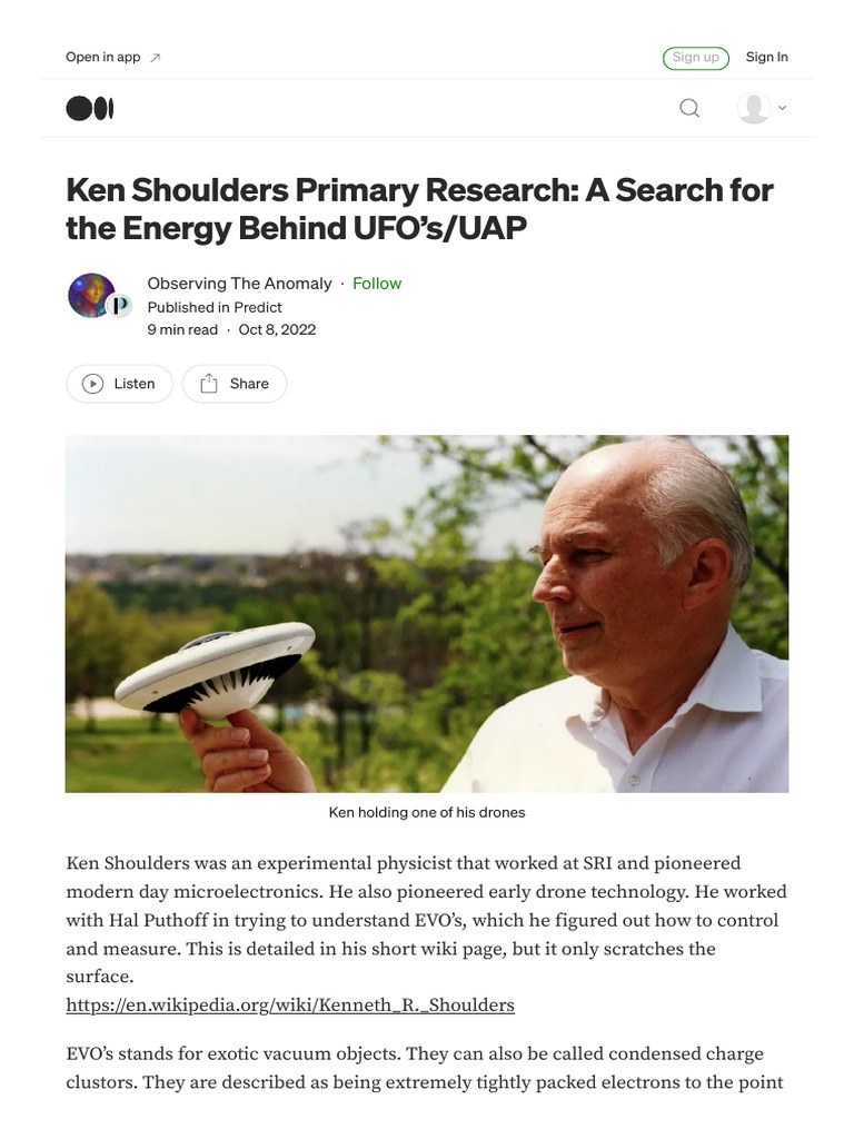 Ken Shoulders: Pioneer of EVO Research | PDF | Physics | Ufology