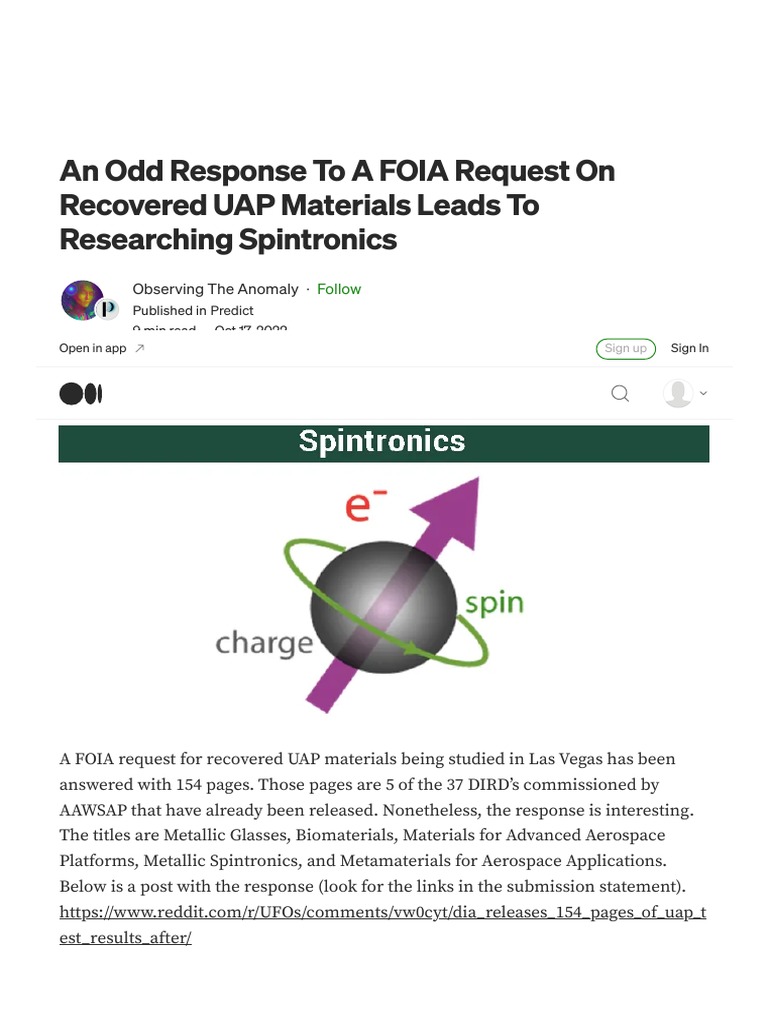 An Odd Response To A FOIA Request On Recovered UAP Materials Lea | PDF