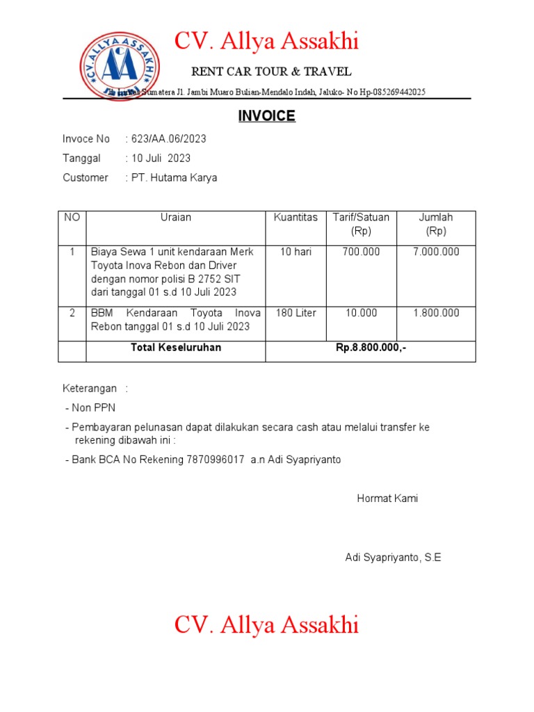Invoice Aa | PDF