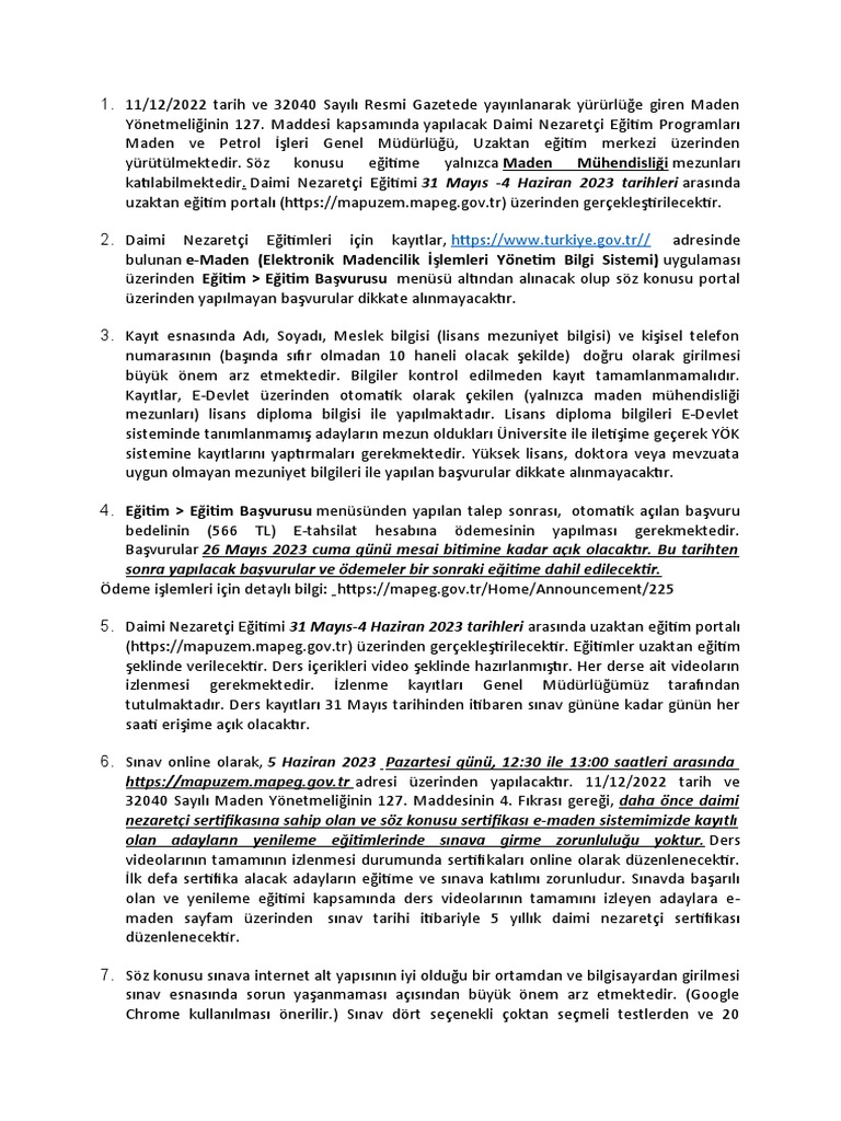 Daimi Nezaretçi Sınavı Hakkında | PDF