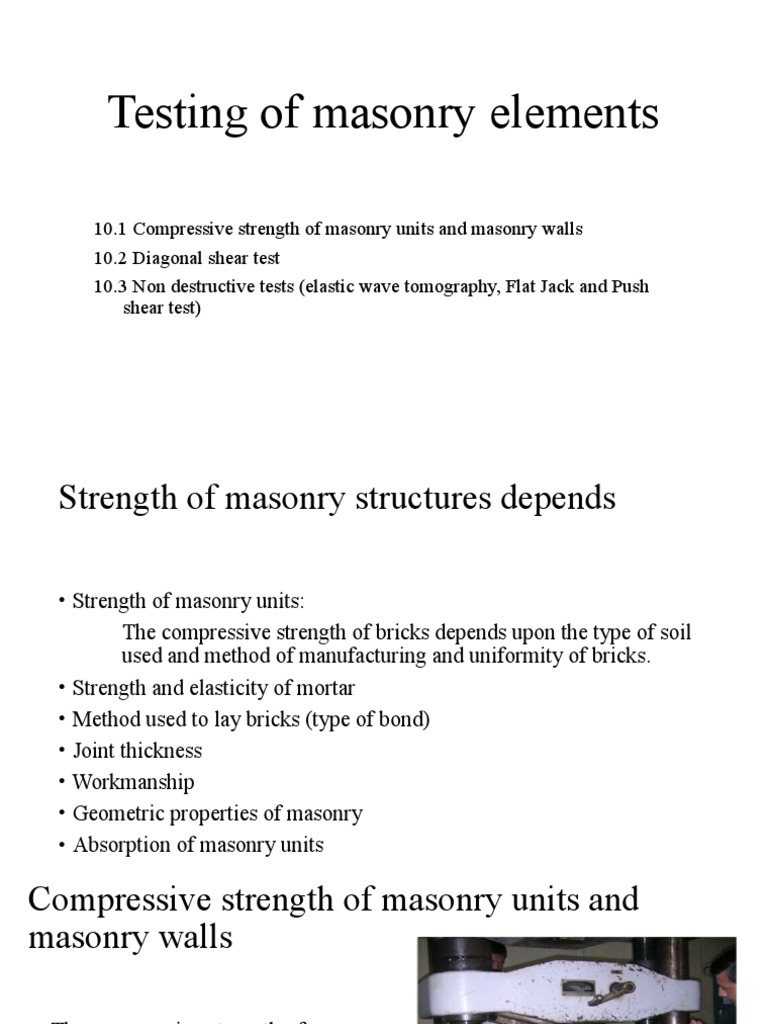 Masonry Strength Testing Methods | PDF | Science & Mathematics