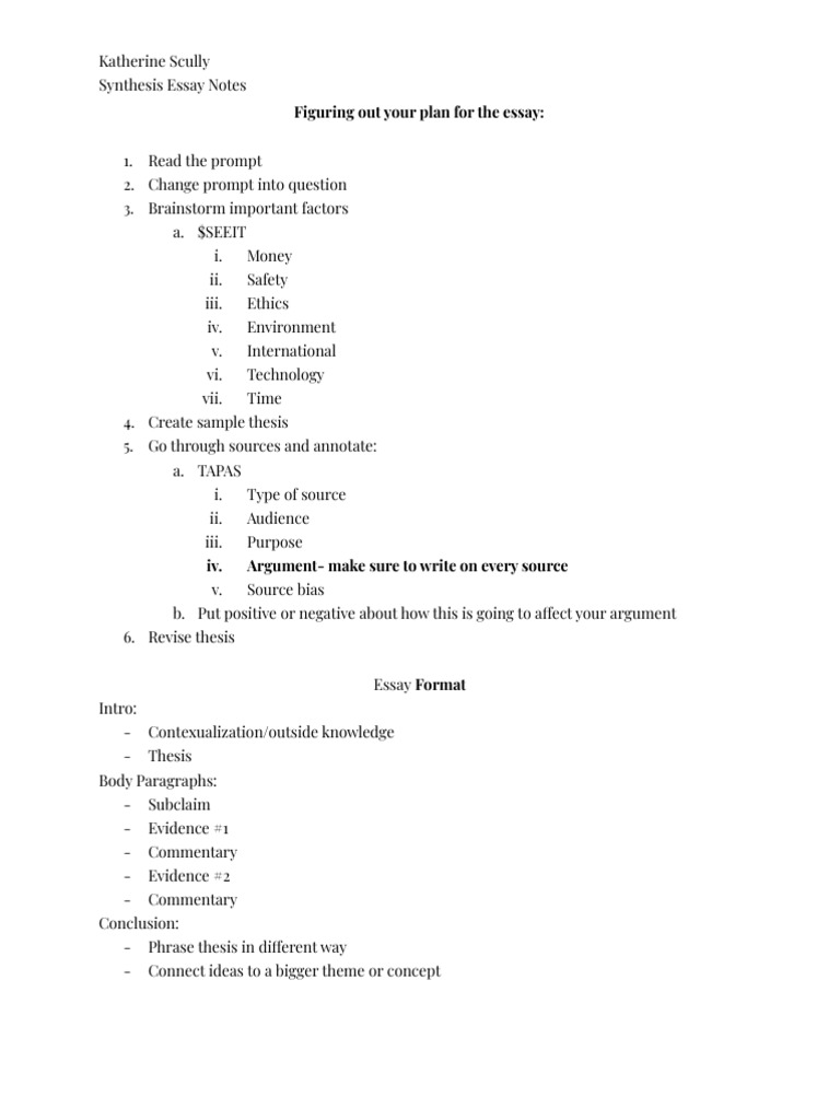 AP Lang Synthesis Notes | PDF
