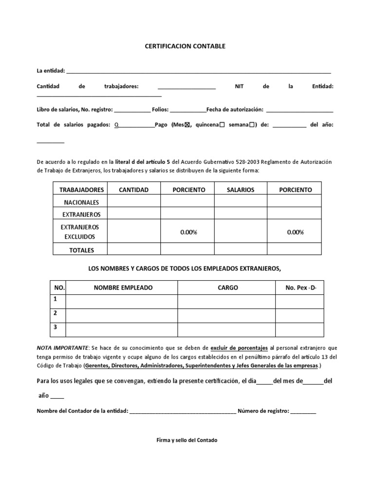 Certificación Contable Nuevo Formato | PDF
