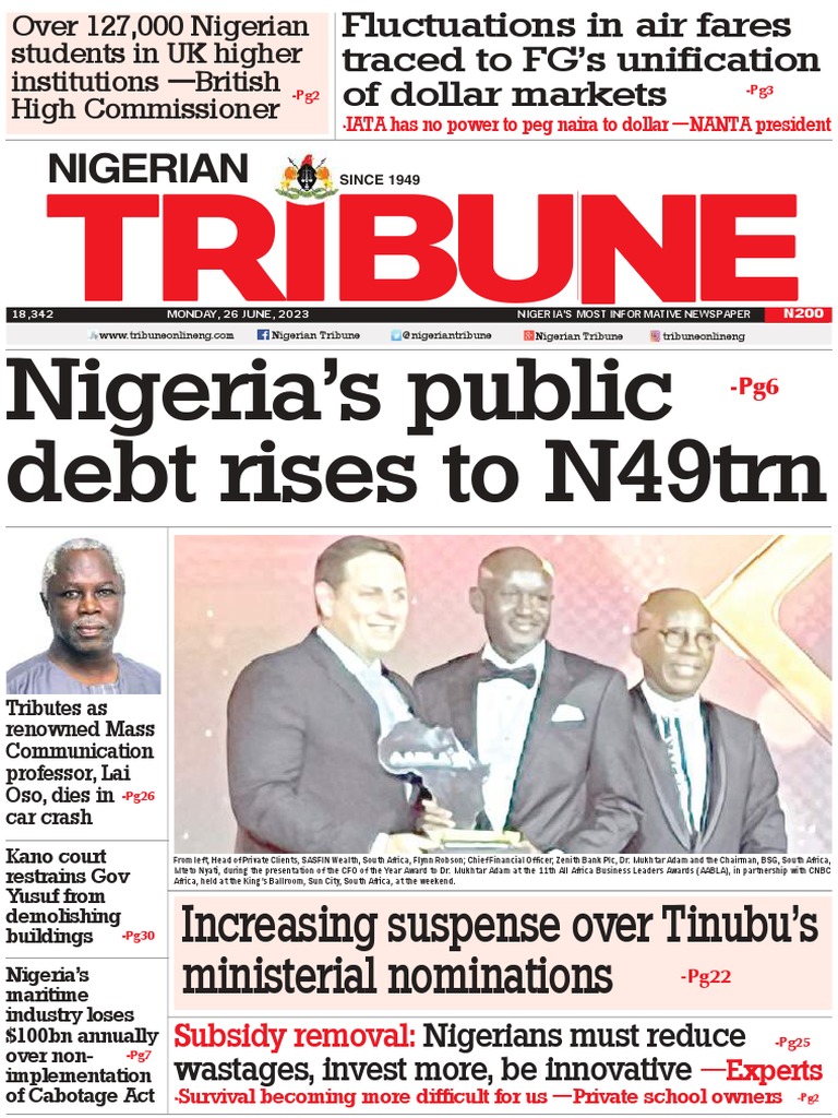Nigerian Tribune Jun 26 2023 | PDF