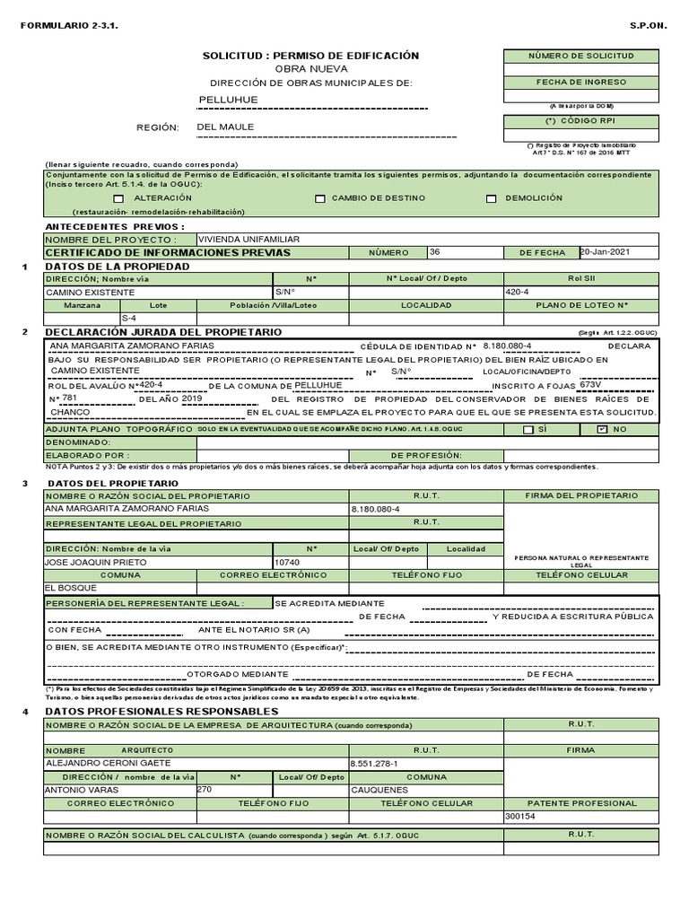 Solicitud de Permiso de Edificación | PDF
