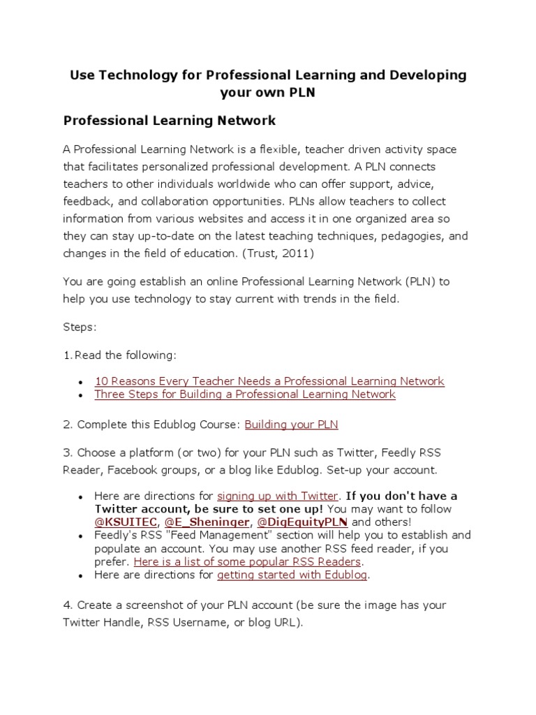 Professional Learning Networks | PDF | Teachers | Educational Technology