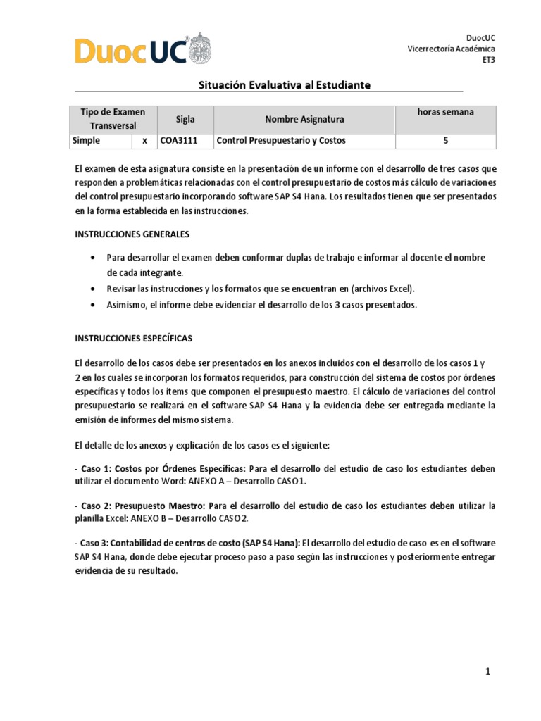 Et220 3a Coa3111 | PDF | Presupuesto | Costo