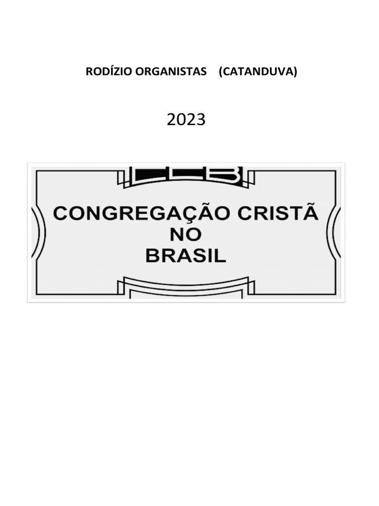 Rodízio Organistas CCB 2023 | PDF