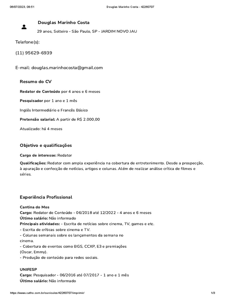 Douglas Marinho Costa - 6939 | PDF