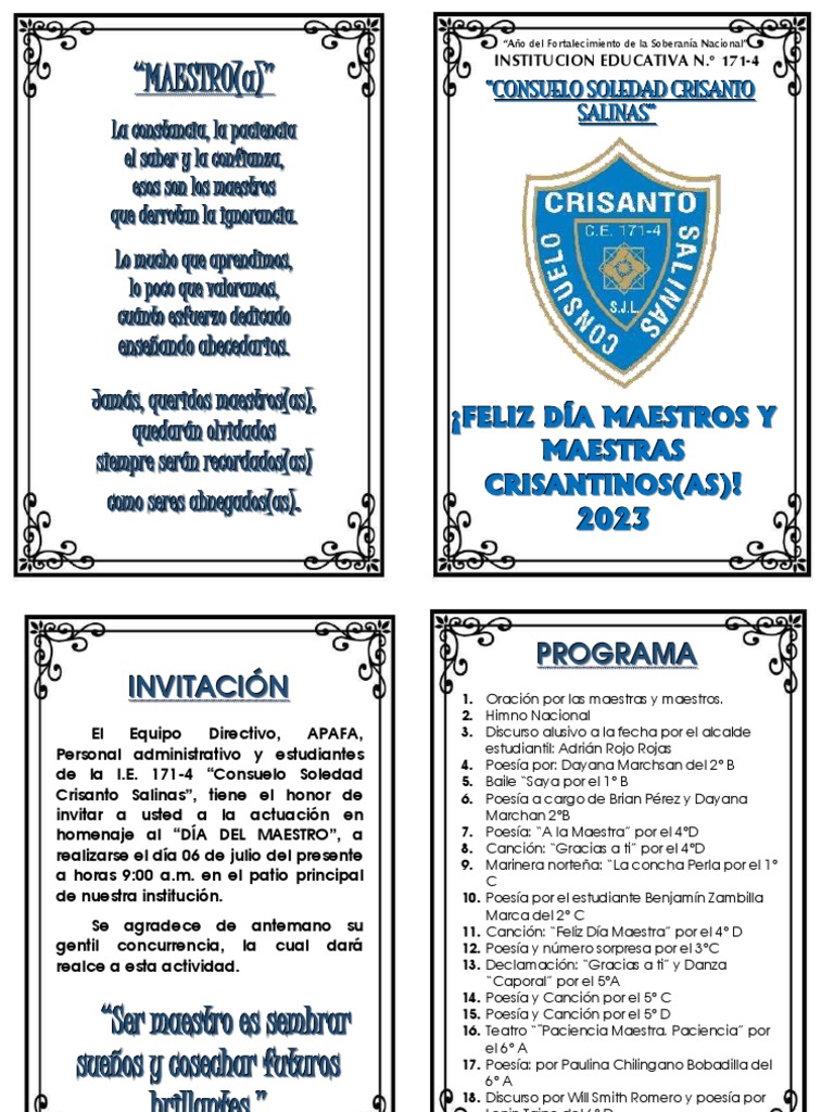 Programa Dia Del Maestro | PDF