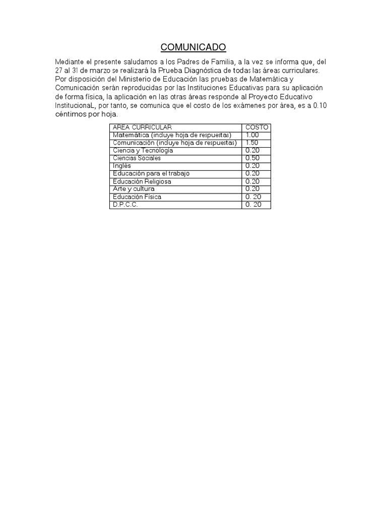 Comunicado Corregido | PDF