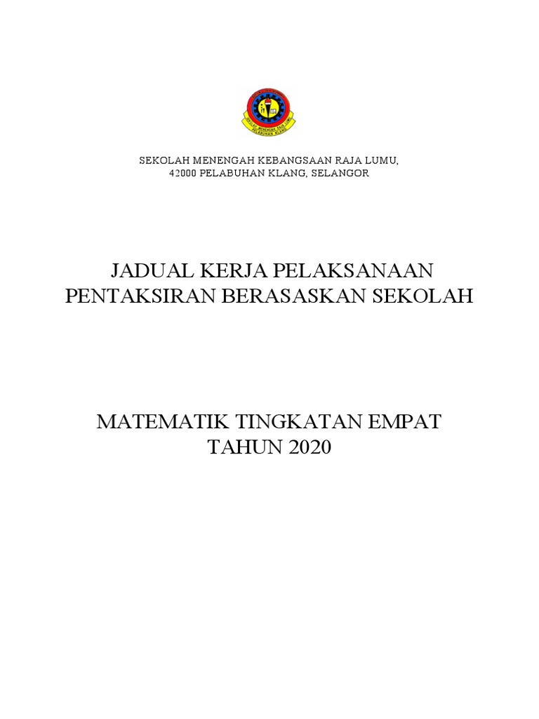 Jadual Kerja Math Ting 4 2019 | PDF