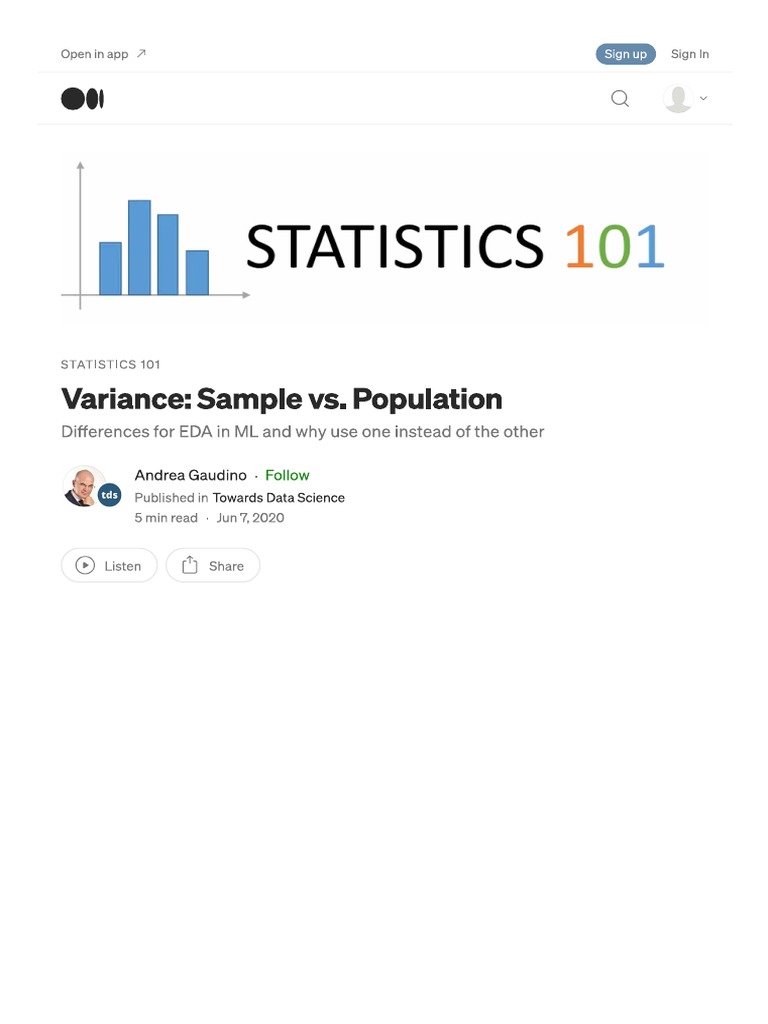Variance - Sample vs. Population | PDF