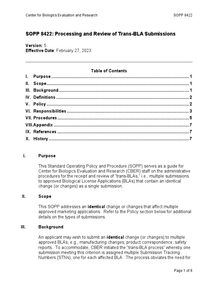 Trans-BLA Submission Guidelines | PDF