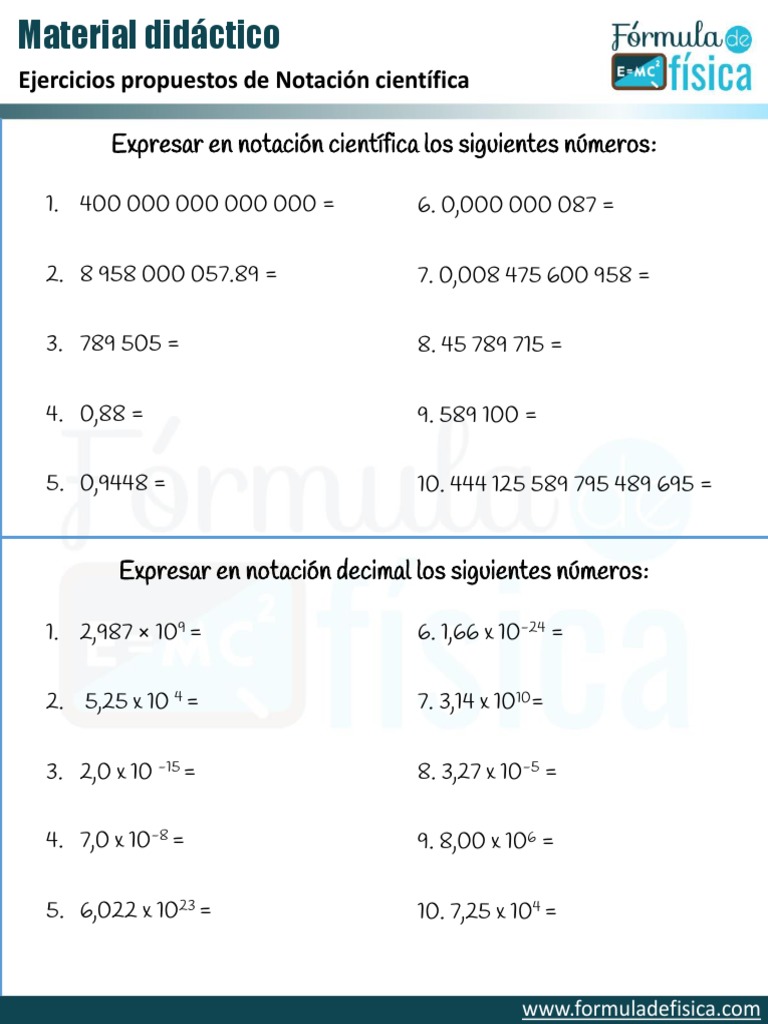 Expresar en Notación Científica Los Siguientes Números | PDF