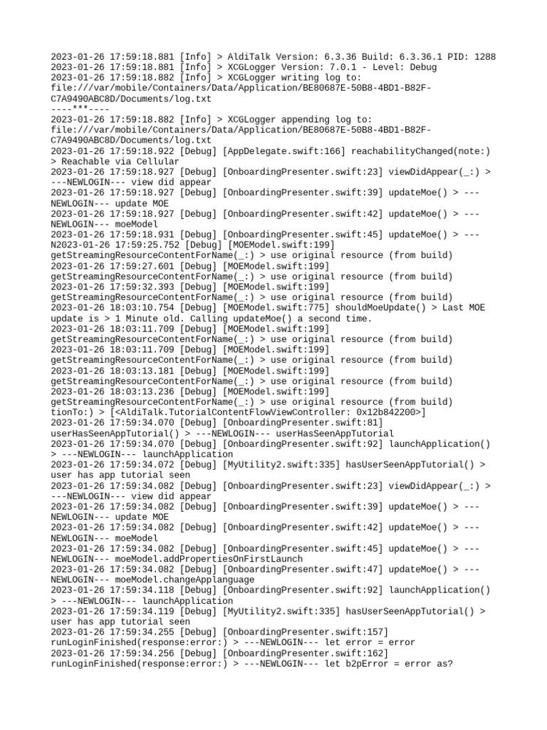 Log | PDF | Swift (Programming Language) | Cache (Computing)