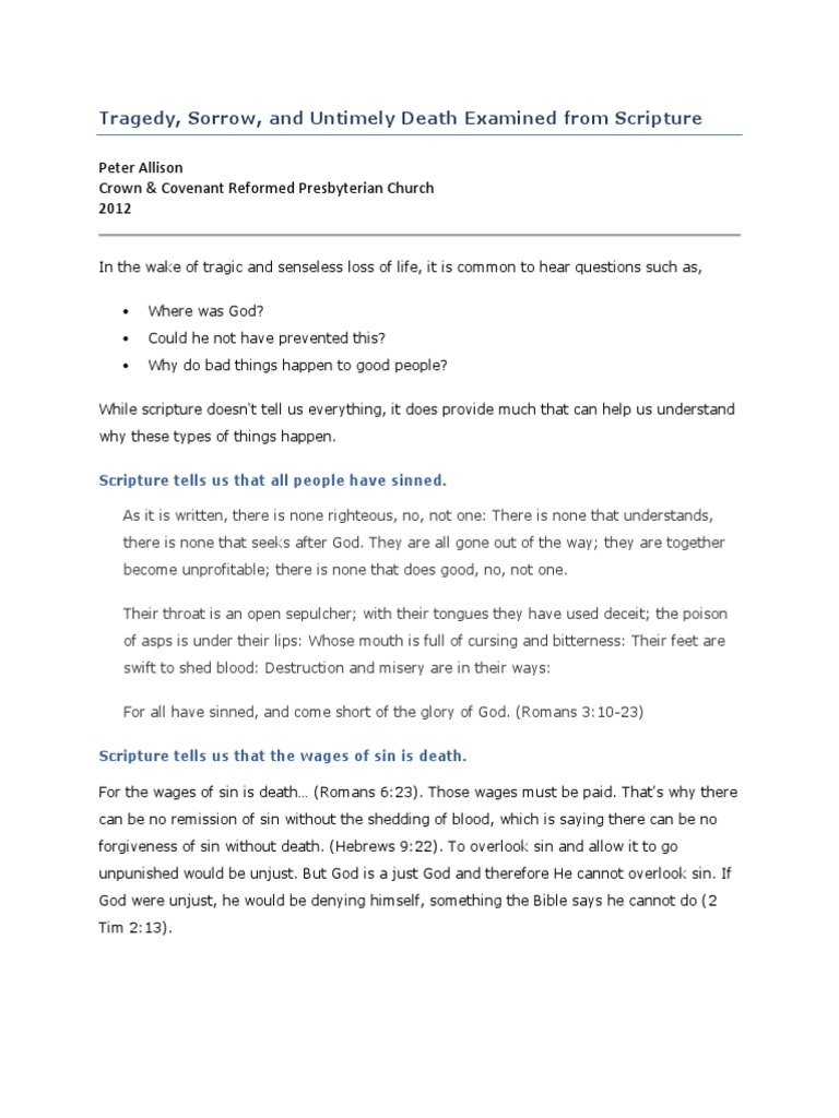 Understanding Untimely Death in Scripture | PDF | Crucifixion Of Jesus ...