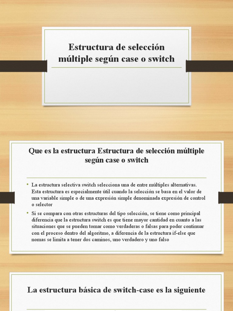 Estructura De Selección Múltiple Según Case O Switch Pdf 