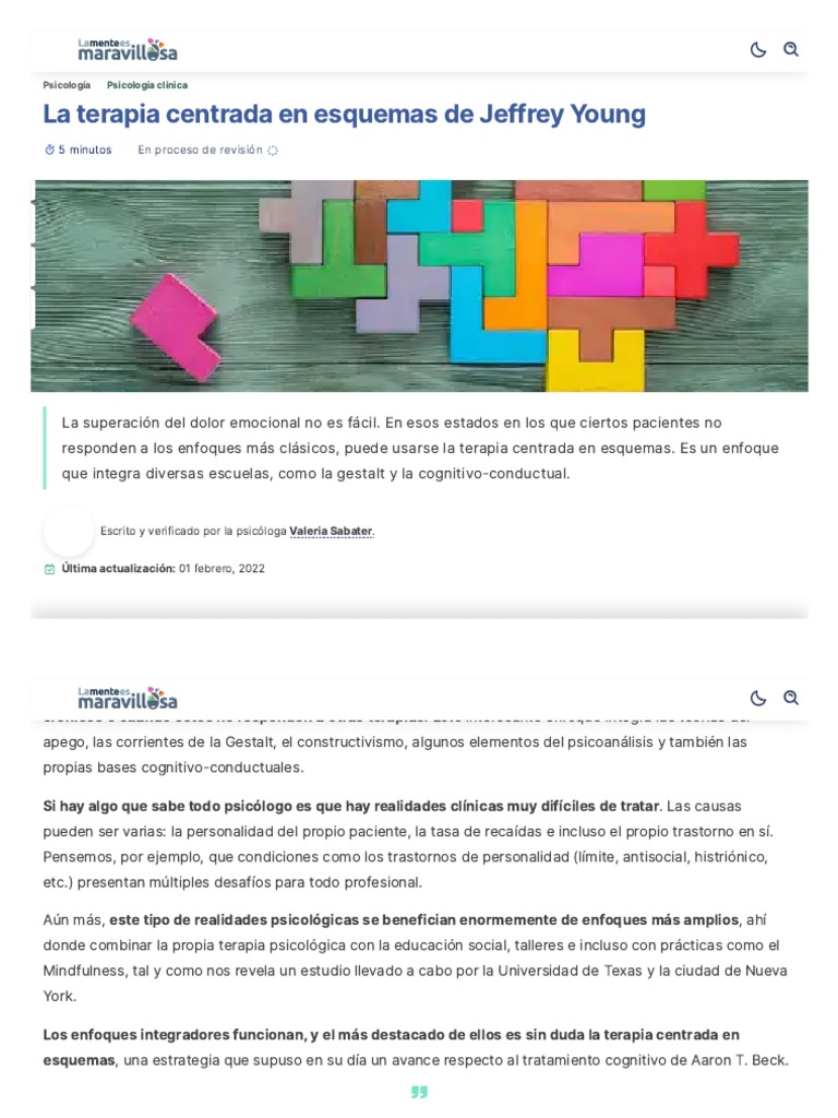 Terapia Centrada en Esquemas, de Jeffrey Young | PDF | Psicoterapia | Terapia de conducta cognitiva