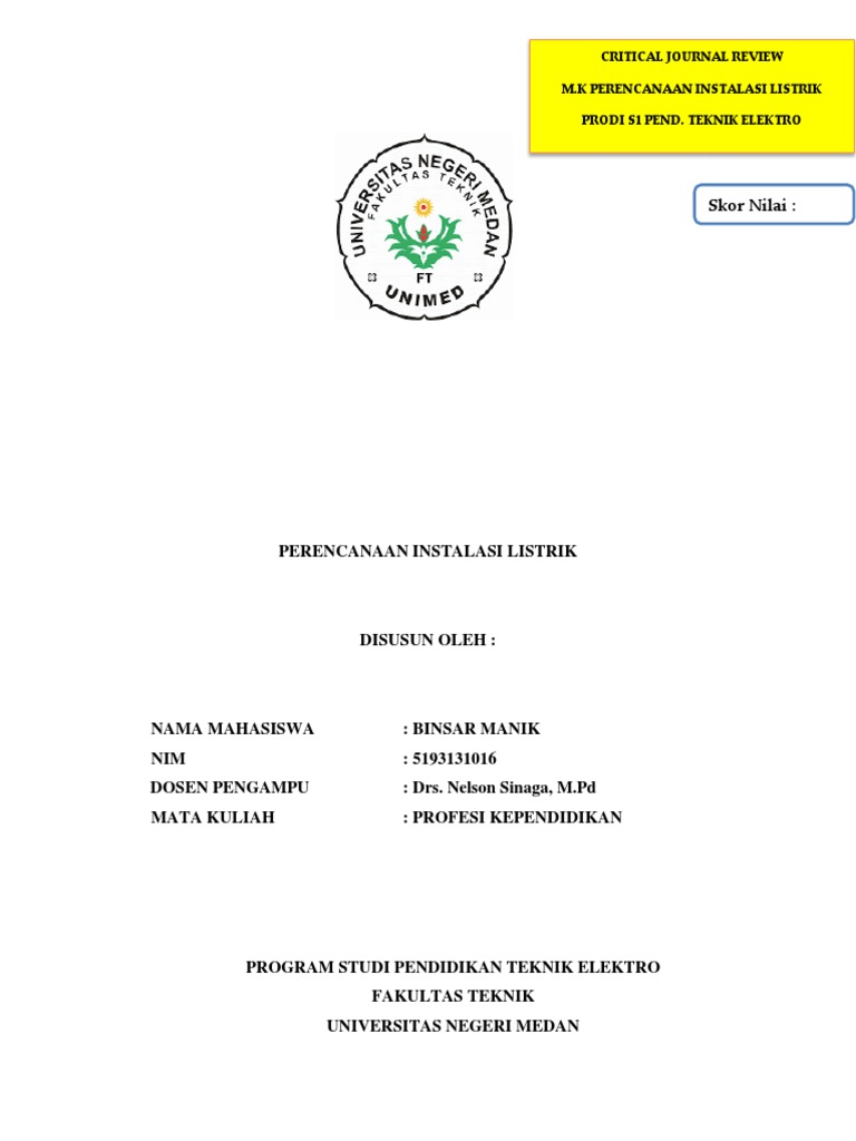 CJR Perencanaan Instalasi Listrik - Binsar Manik | PDF