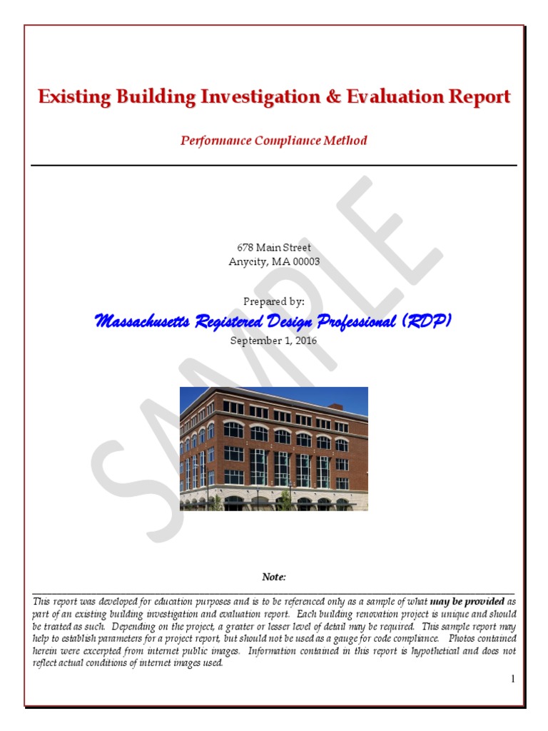 Existing Building Investigation Evaluation Report Performance ...