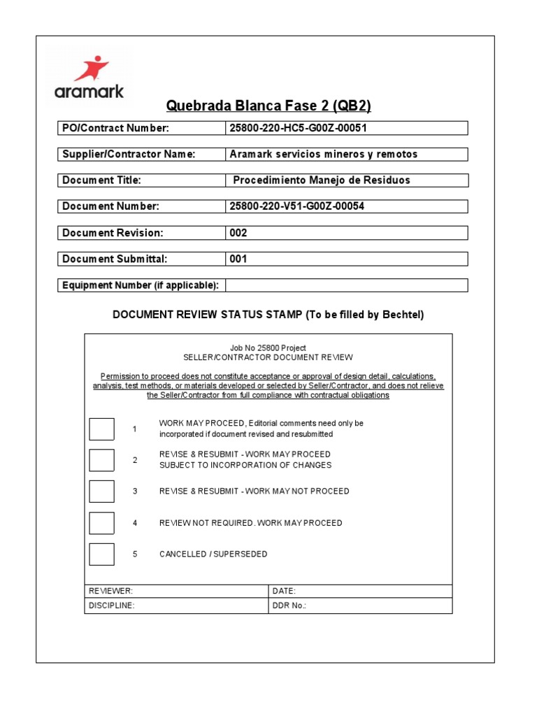 PR-QB2-HSEQ-005 V01 - Procedimiento Manejo de Residuos | PDF | Residuos | Gestión de residuos