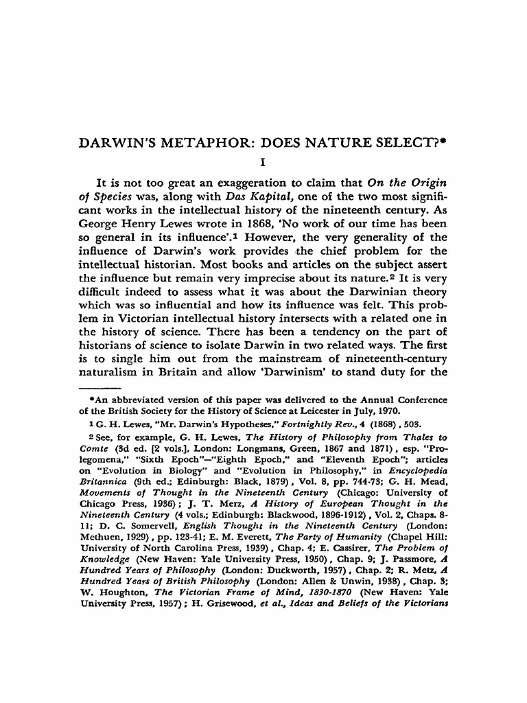 Drawin S Metaphor - Robert M. Young | PDF