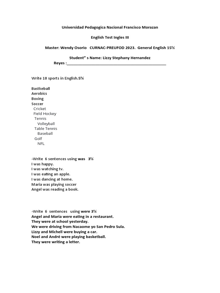 Copia de Preufod Test Ingles 3 | PDF | Sports & Recreation | Wellness