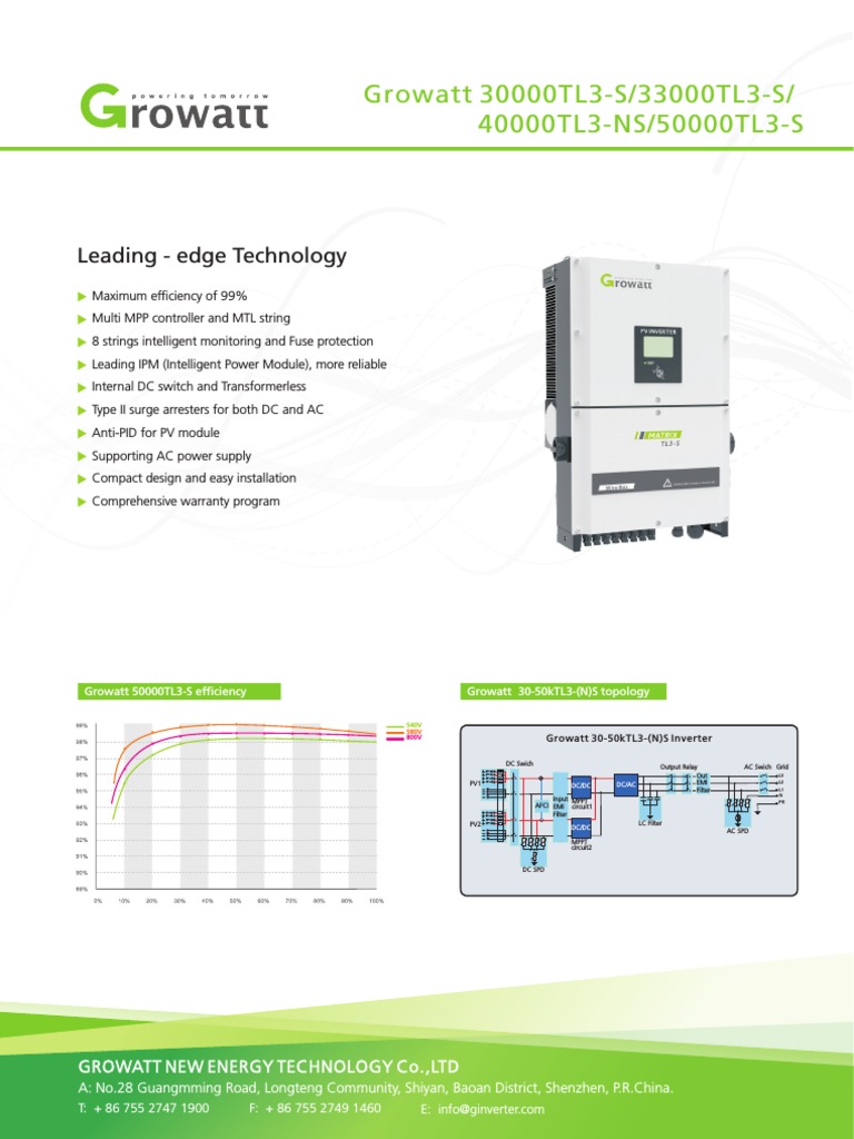 Datasheet Growatt 40000Tl3-NS | PDF | Mains Electricity | Power Supply