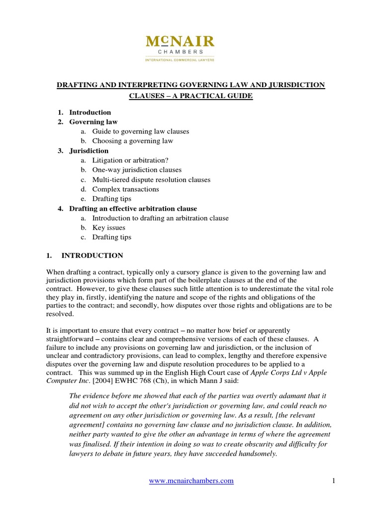 Drafting and Interpreting Governing Law | PDF | Arbitration | Mediation