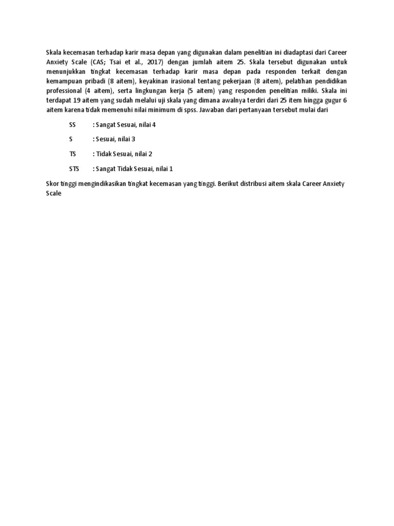 Skala Kecemasan Karir Masa Depan | PDF