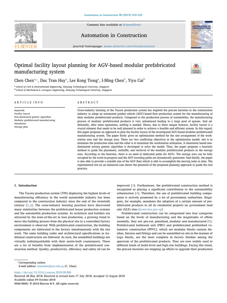 Chen Et Al. - 2019 - Optimal Facility Layout Planning For AGV-based Modular Prefabricated ...