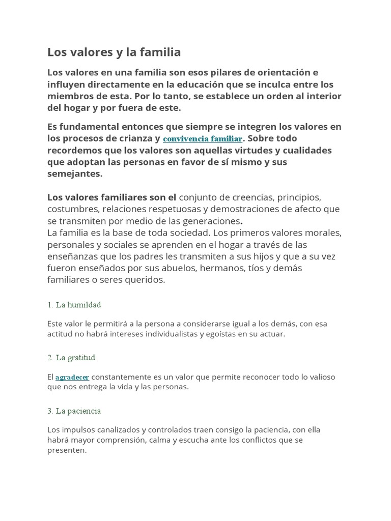 Los Valores y La Familia | PDF | Familia | Felicidad