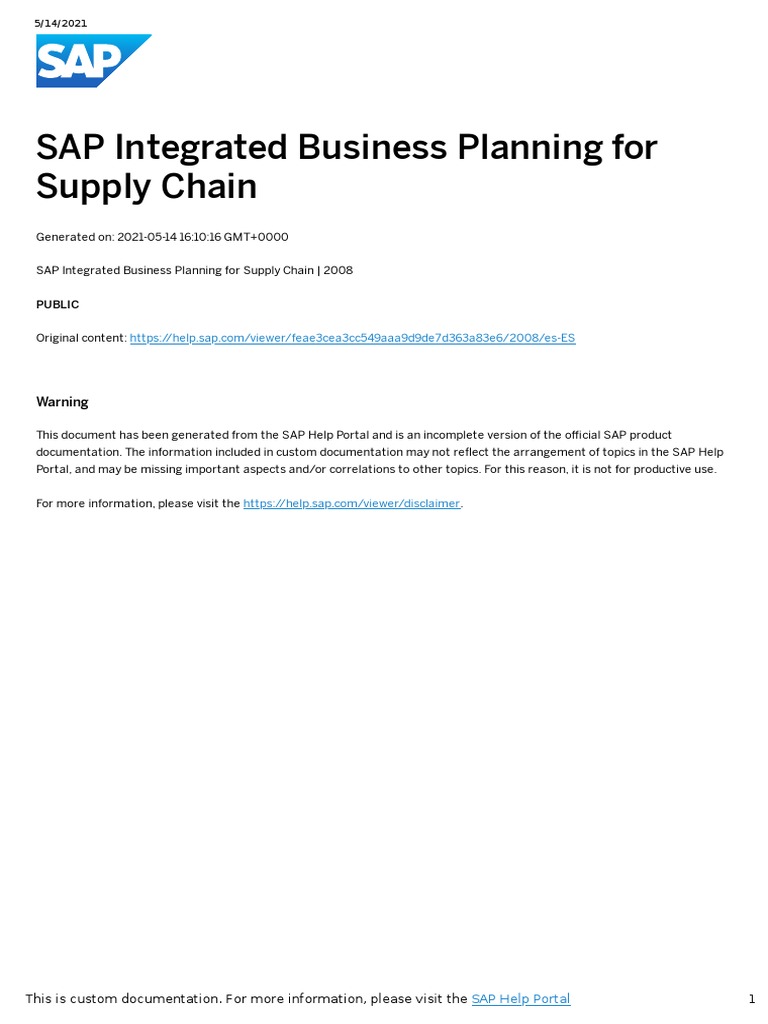 SAP Integrated Business Planning For Supply Chain: Warning | PDF ...