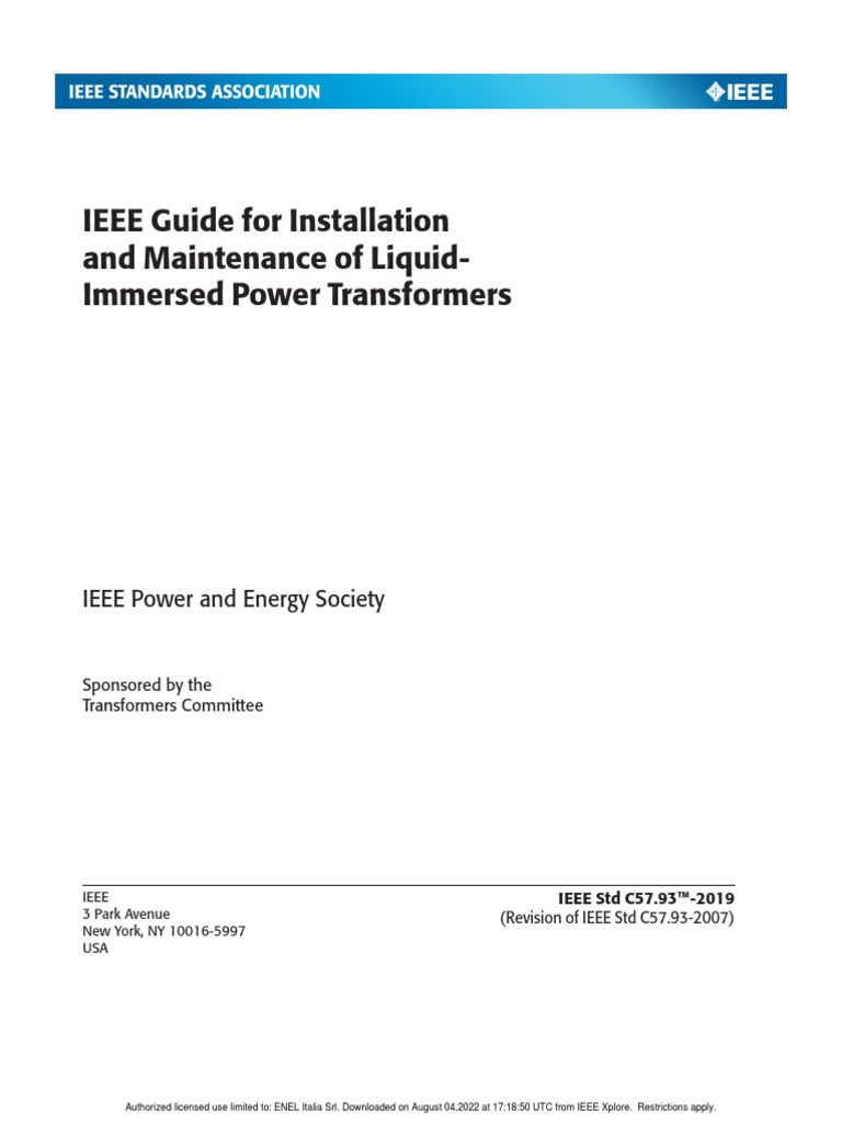 IEEE Guide For Installation and Maintenance of Liquid-Immersed Power ...