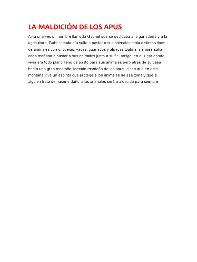 La Maldición de los Apus: Protección Animal | PDF