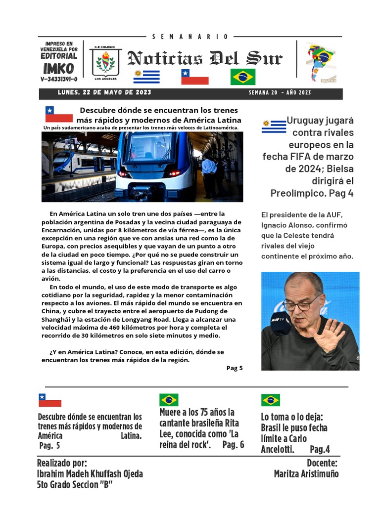 Documento A4 Periódico Informativo Semanal Minimalista Clásico | PDF