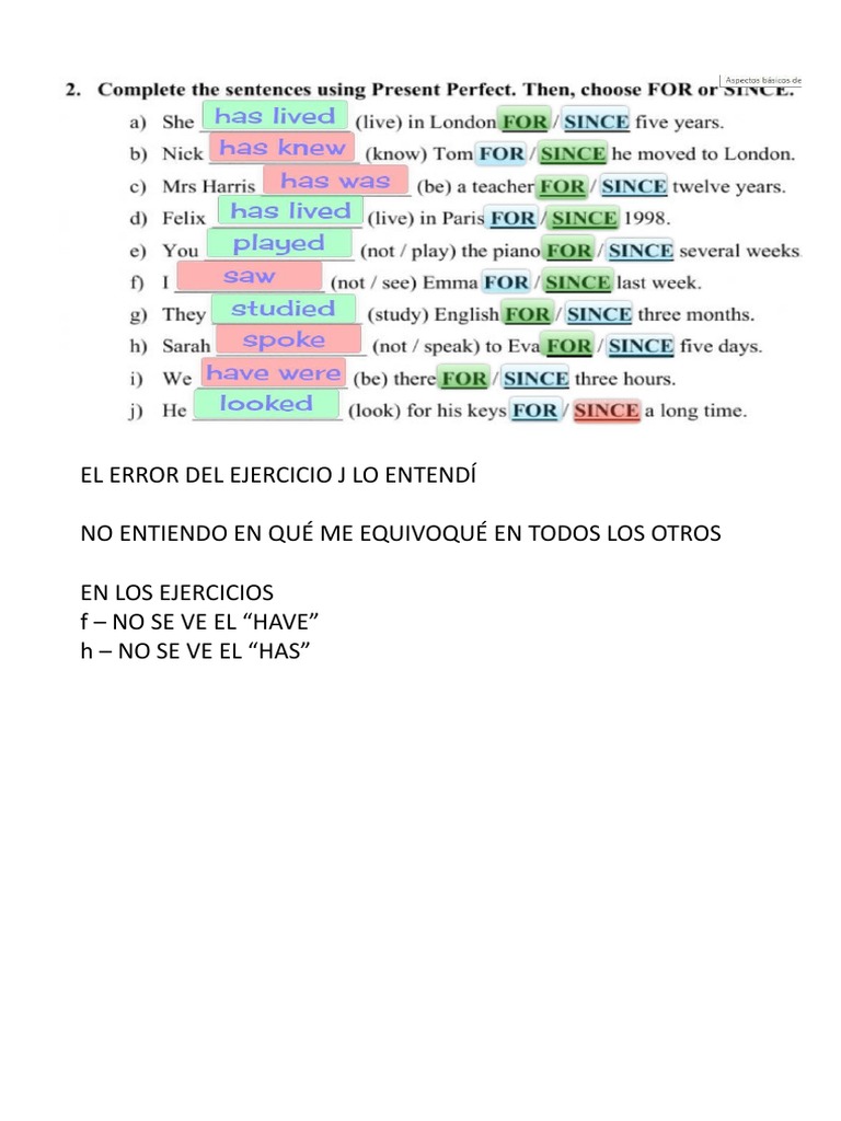 Present Perfect, For and Since | PDF